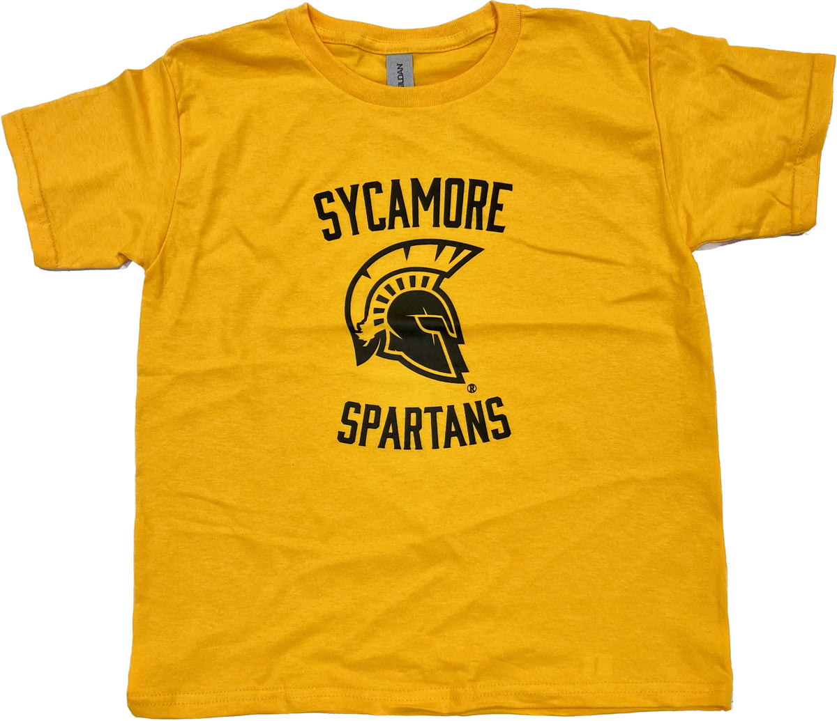 Youth Gold Sycamore + Spartan Head Short Sleeve T-shirt – Shop427